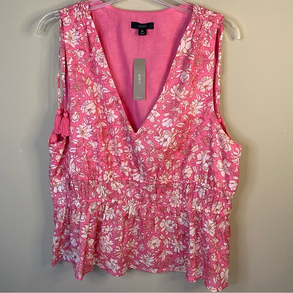 J. Crew | Tops | J Crew Pink And White Floral Blouse | Poshmark